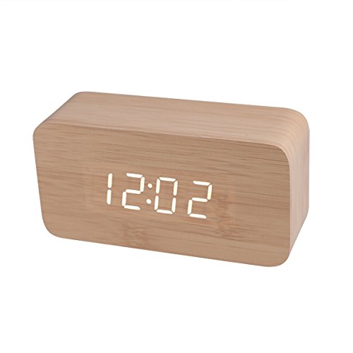 Buy Wood Cuboid Digital Clock Alarm Thermometer Temperature Function ...