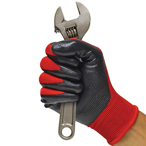 Grease Monkey Nitrile Coated Work Gloves With Grip, Mechanics Gloves ...