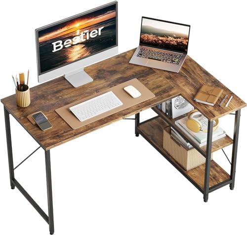 سعر L Shaped Computer Desk 120cm with Reversible Corner Shelves, Study ...