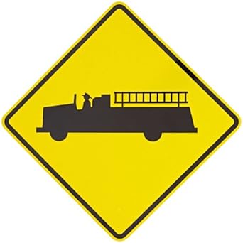 Tapco W11-8 Engineer Grade Prismatic Warning Sign, Legend "Fire Truck ...