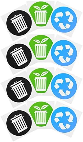Zerodeko 12pcs Adhesive Waste Sorting Stickers Trash Can Recycling ...