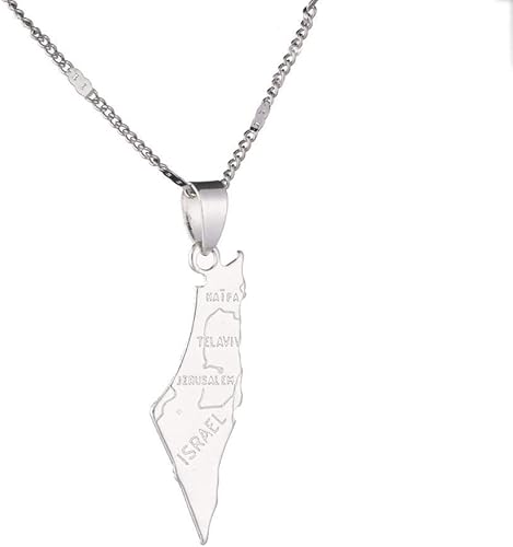 QAZQAZ Israel Karte Anhänger Halsketten Frauen Männer Kette Schmuck Karte von Israel Halsketten ...