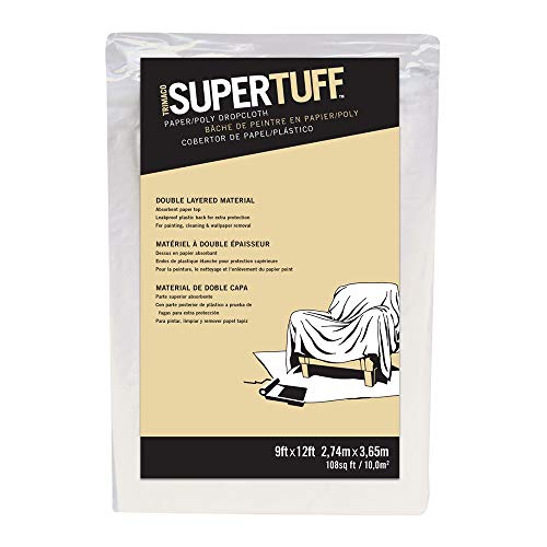 Trimaco SuperTuff Paper/Poly Drop Cloth, 9-feet x 12-feet | Amazon ...
