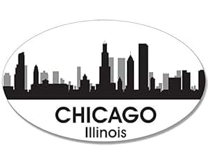 Amazon.com: Oval B/W SKYLINE of CHICAGO Sticker (city il decal): Automotive
