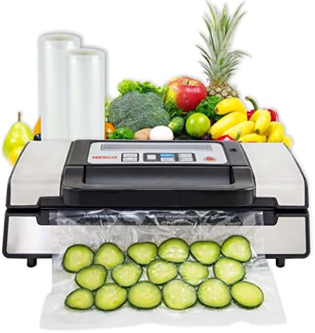 سعر Nesco Deluxe Food VS-12 Vacuum Sealer, 130 Watts, Kit Bags & Viewing Lid, Compact, Silver فى ...