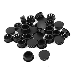 30 Pcs Black Plastic 16mm Diameter Locking Hole Plugs Button Cover ...