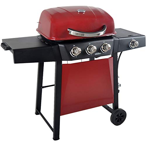 Amazon.com: Red 3 Stainless Steel Burner LP Gas BBQ Grill 2 Wheels for ...