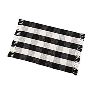 Amazon.com: Buffalo Check Rug Washable Checkered Cotton Mat Woven Black ...