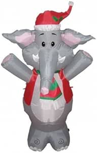 Amazon.com: 4' Airblown Inflatable Lighted Elephant Christmas Yard Art ...