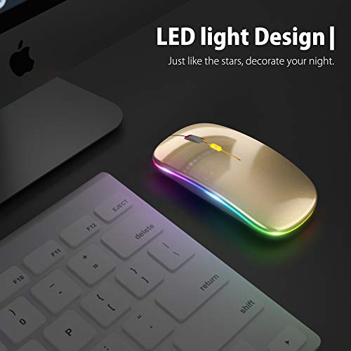 【Upgrade】 LED Wireless Mouse, Rechargeable Slim Silent Mouse 2.4G ...