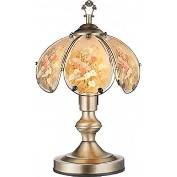 14.25"h Glass Hummingbird with Flowers Theme Black Chrome Base Touch ...