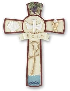 Amazon.com: 6" Polyresin RCIA Cross with the Symbols of The Sacraments ...