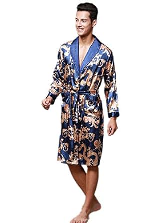 Men's Short Kimono Robes Silk Nightwear Bathrobes at Amazon Men’s ...