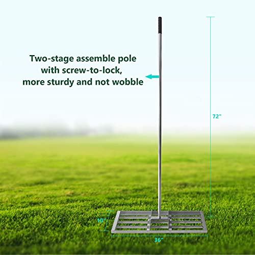Lawn Leveling Rake 36'' x 10'' - Lawn Leveler with 72'' Long Stainless ...