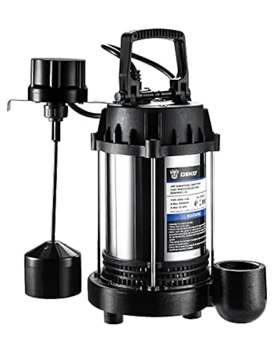 DEKOPRO 1HP Sump Pump, 5400GPH Submersible Cast Iron and Stainless ...