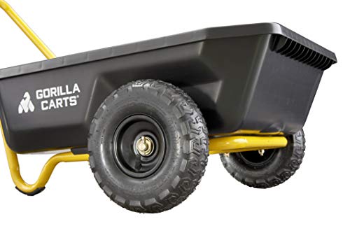 Gorilla Carts GCR-4 4 Cu. Ft, 300-pound Capacity, Poly Yard Cart, Black/Yellow | Pricepulse