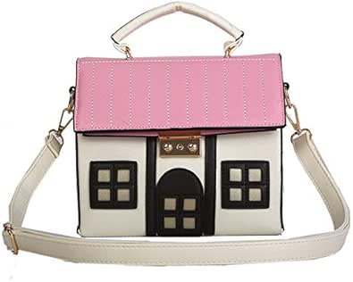 Amazon.com: Cute Shoulder Bag House Shaped Crossbody Messenger Bag PU ...