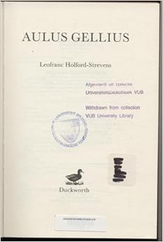 Aulus Gellius: Amazon.co.uk: Holford-Strevens, Leofranc: 9780715619711 ...