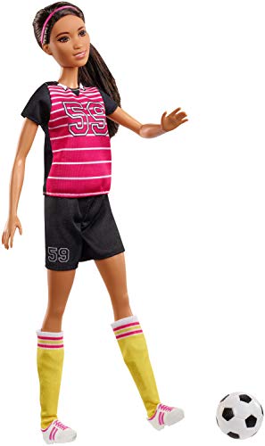 Barbie Athlete Doll, Brunette, Wearing Uniform and Socks with Soccer ...