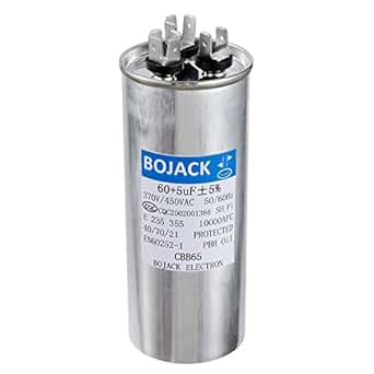 BOJACK 60+5uF 60/5MFD ±5% 370V/440V CBB65 Dual Run Circular Start Capacitor for AC Motor Run or ...