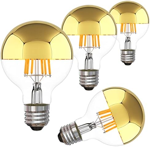Half Gold Light Bulb 6W (60 Watt Equivalent), Dimmable Gold Tipped ...