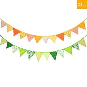 Amazon.com: 24 Pcs/18 Feet Fabric Banner,Colored Pennant Flag,Vintage ...