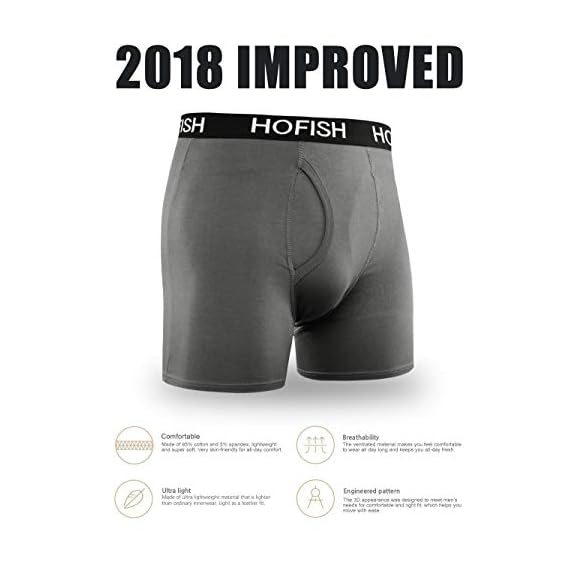 HOFISH US Men’s Seamless Comfort Soft Cotton Boxer Brief (Pack of 6 ...