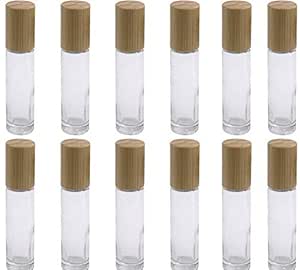Amazon.com : Clear Refillable Glass Empty Roll on Bottles Roller Bottle,10ml Bamboo Roll On ...