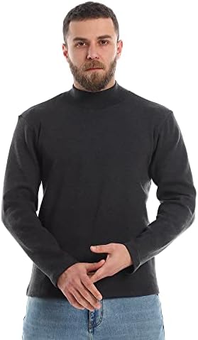 سعر off cliff Mock Neck Plain T shirt men drgrey M فى مصر | بواسطة ...