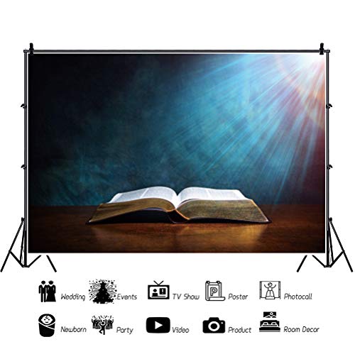 Buy Leowefowa Light Beams Shine On The Opened Bible Book Backdrop 7x5ft ...