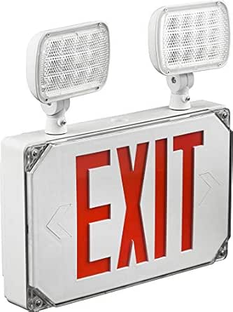 Wet Location Red Exterior Weatherproof Outdoor LED Combo Exit Sign ...