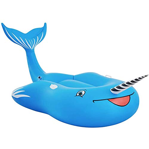 MorTime Whale Pool Float, 110" Inflatable Blue Whale Swimming Raft ...