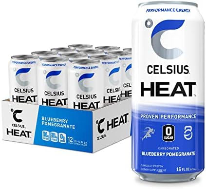 CELSIUS HEAT Blueberry Pomegranate Performance Energy Drink, ZERO Sugar ...