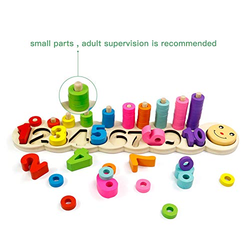 GEDIAO Wooden Montessori Math Blocks Number Stacking Learning Toys Kids ...