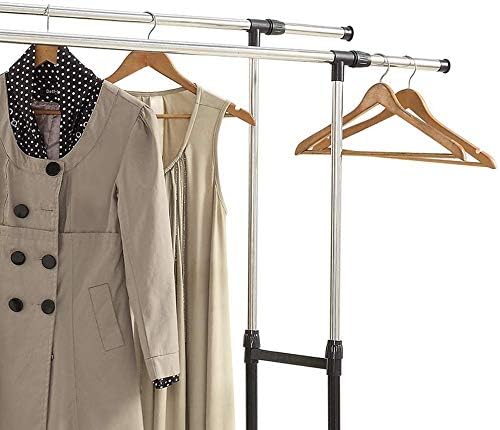 YUSONG Double Hanging Rail Telescopic Garment Rack, Adjustable Clothes ...