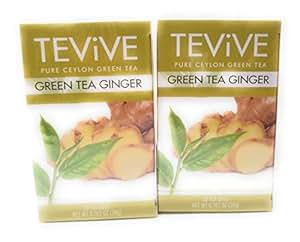 Amazon.com : Tevive Pure Ceylon Green Tea Ginger, 20 Foil Sachets ...
