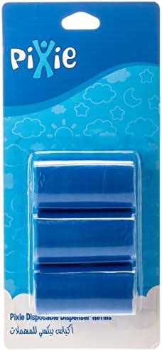Pixie Disposable Dispenser Refill, Blue (3 Rolls 60 bags) Baby Nappy ...