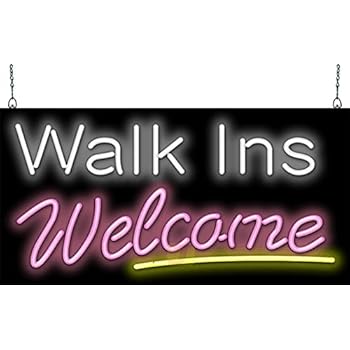 Open with Walk Ins Welcome Neon Sign - Picture Lights - Amazon.com