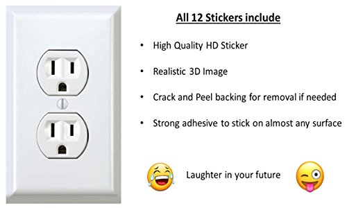Fake Outlet Stickers Prank - Airport Wall Sockets - 12 Pack - Funny ...