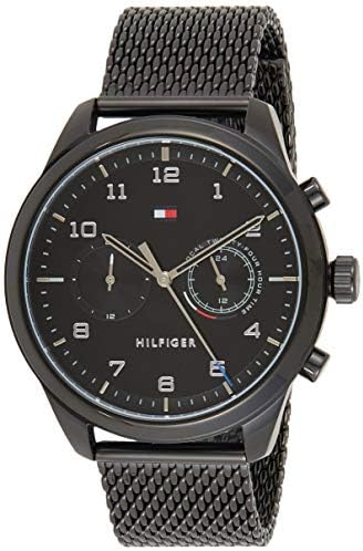 Tommy Hilfiger Mens Quartz Wrist Watch, Black Stainless Steel - 1791787 ...