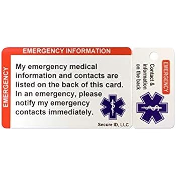 Amazon.com: In Case of Emergency (ICE Card Medical ID Card) Emergency ...