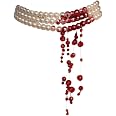 Amazon.com: Dripping Blood Choker Imitation Pearls Necklace Vampire ...