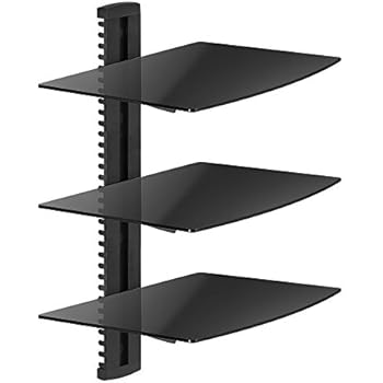 Amazon.com: Cmple – Adjustable 3 Shelf Floating Wall Mount Tempered ...