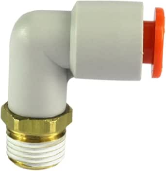 SMC KQ2L11-35S 3/8" Tube O.D. To 1/4" NPT Male, PBT Body With Brass Threads, Male Elbow, One ...