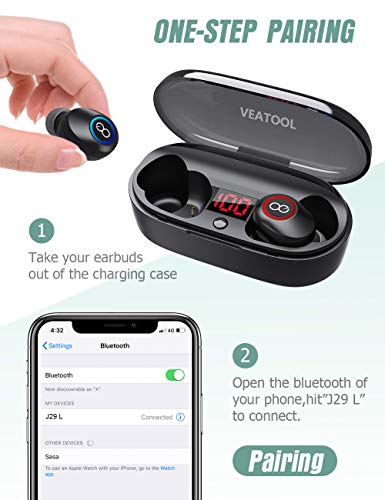 VEATOOL True Wireless Earbuds Bluetooth Headphones 5.0 Volume Control ...