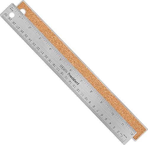 Breman Precision Metal Ruler 12 Inch - Stainless Steel Cork Back Metal ...