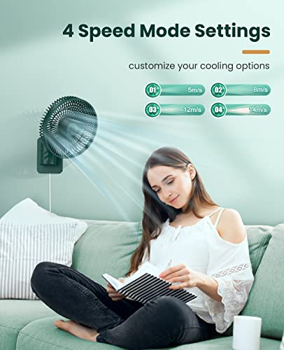 LEMOISTAR 8 Inch Small Wall Mounted Fan With Remote Control, AC/DC(12V ...
