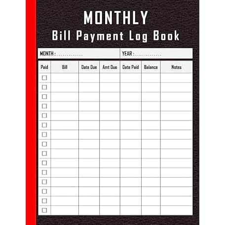 Mua Monthly Bill Payment Log Book: Bill Planner Notebook | Monthly Bill ...