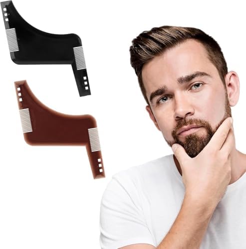 2Pcs Beard Shaper, Beard comb for Shaving Tools, Beard Grooming Kit for ...