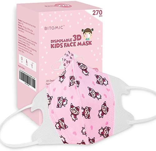 Kids Face Mask 270 Pc Pink -3D Ergonomic & Tight Seal | Disposable Face ...